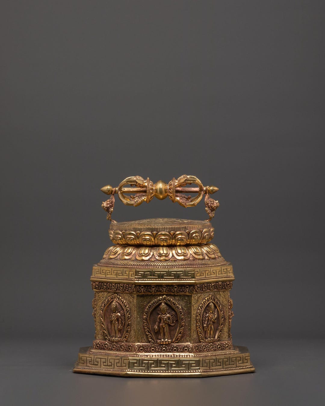 Sacred Buddhist Dharma Dhatu With Vajra | Gold Plated Copper Ritual ...