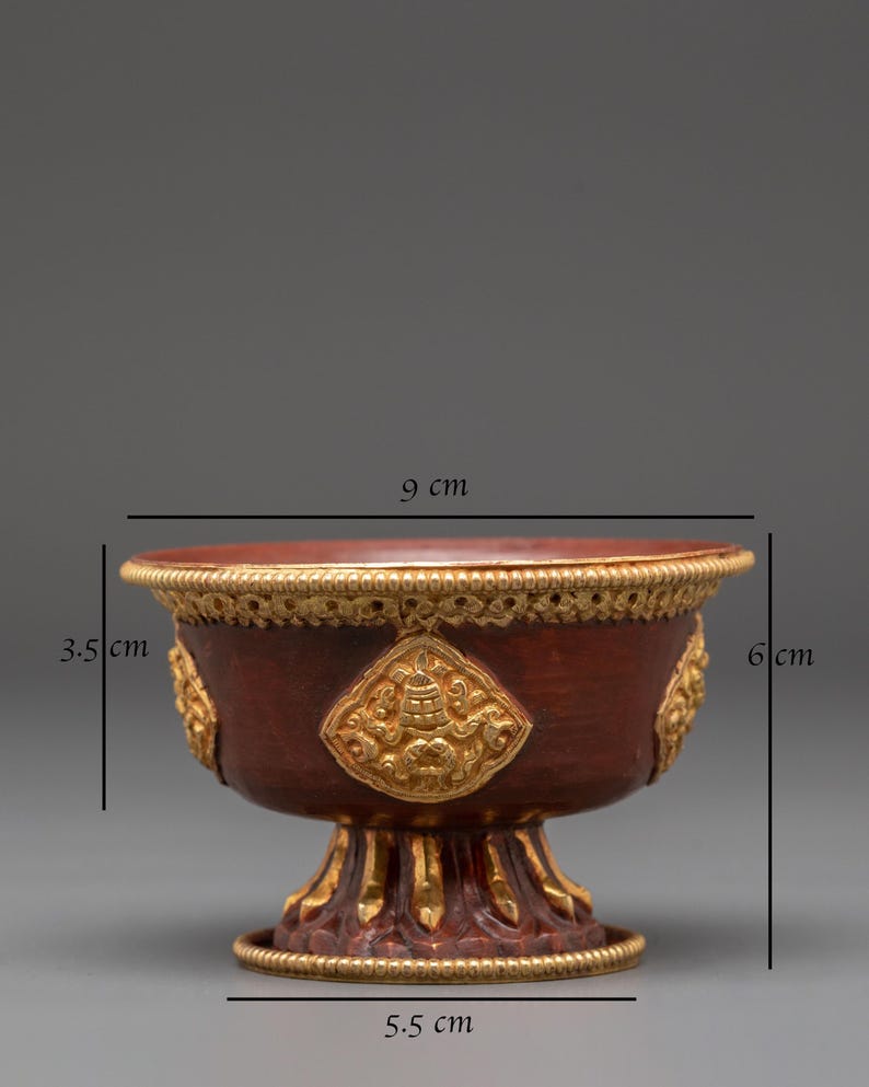 Spiritual Altar Offering Set | Copper Gold Plated Water Offering Bowls ...