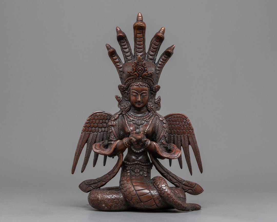 Naga Kanya Mantra Statue - Oxidized Copper Sculpture Symbolizing Divine ...