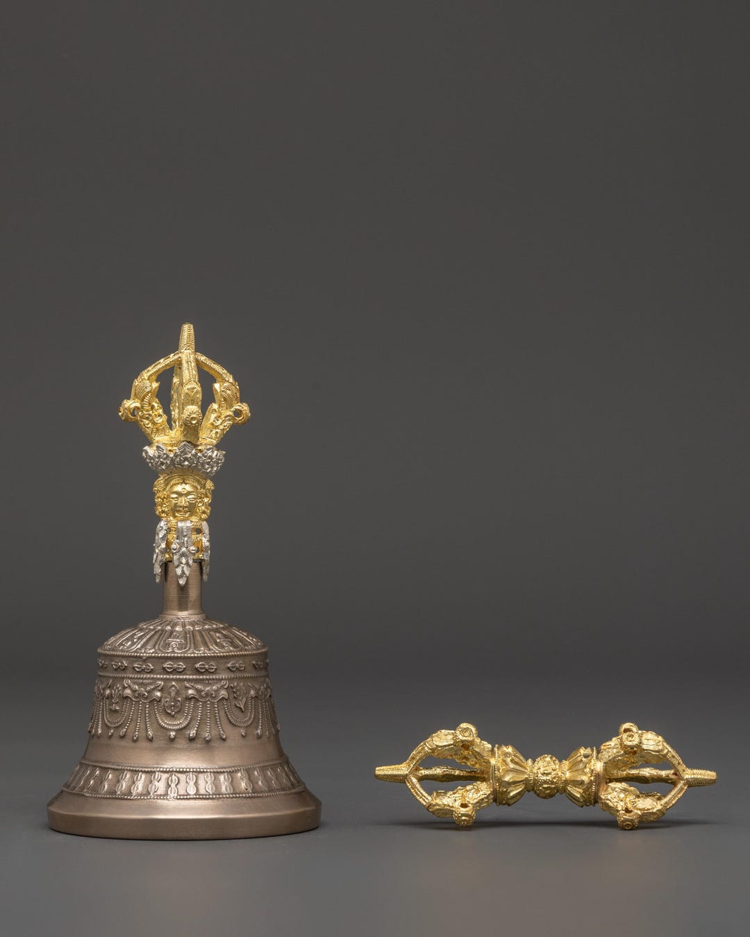 Traditional Tibetan Bell and Vajra Set | Handcrafted Ritual Tools for ...