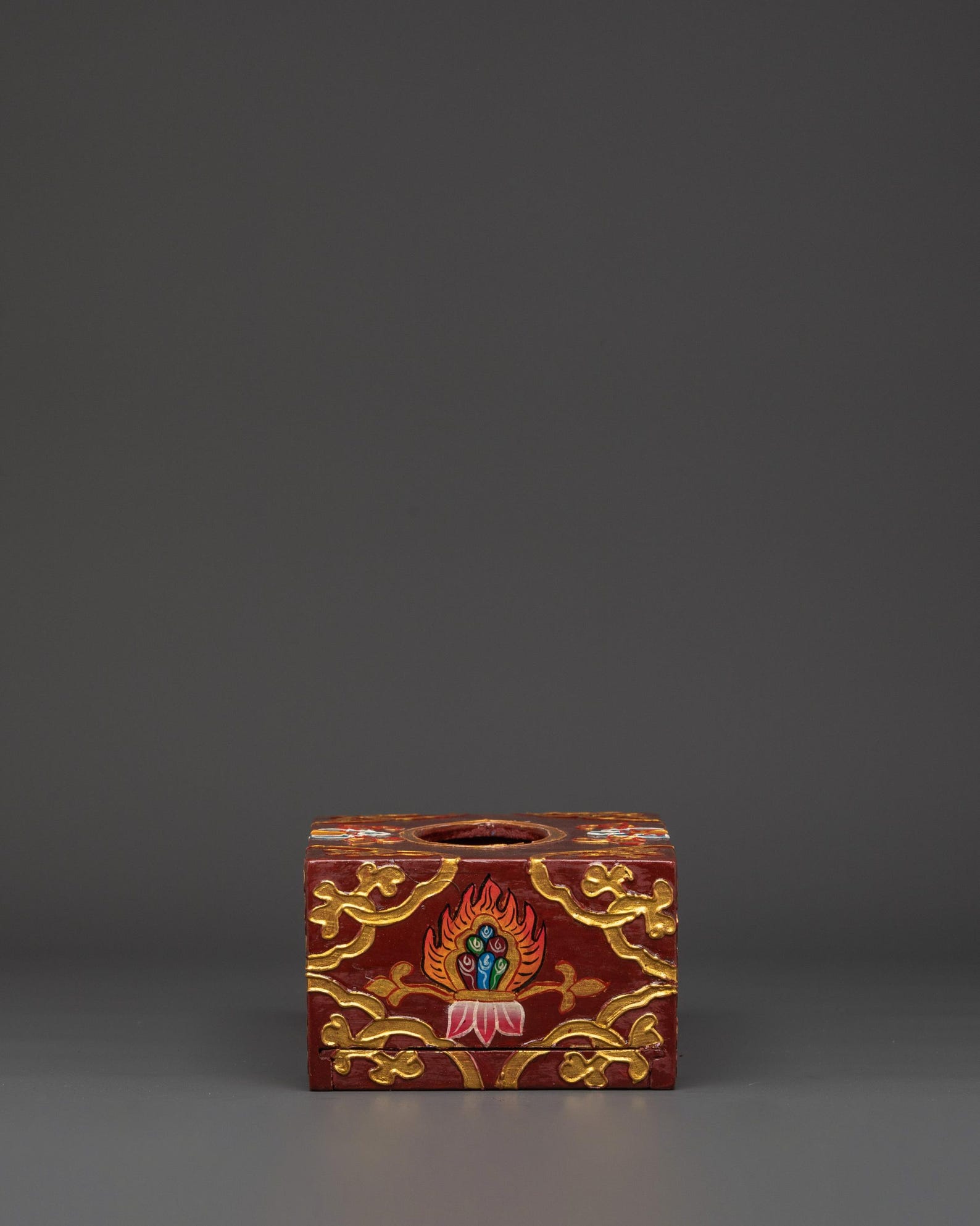 Handcrafted Tibetan Tissue Box With Floral Design | Wooden Body With ...