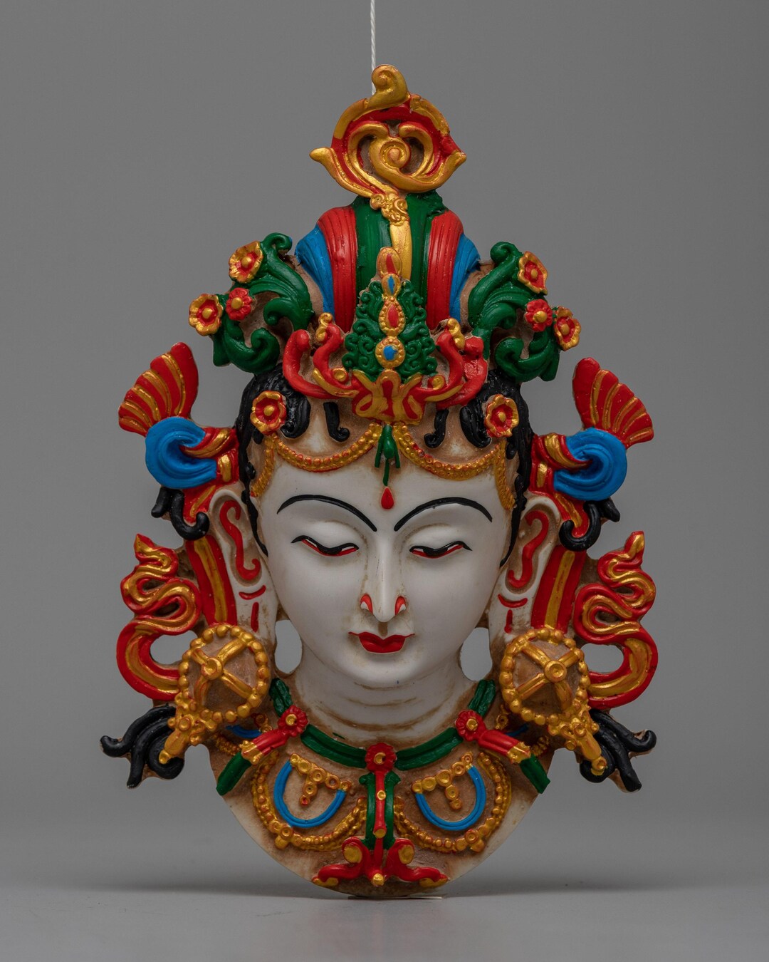 Green Tara Buddha Wall Hanging Face Mask | Handmade Compassionate ...