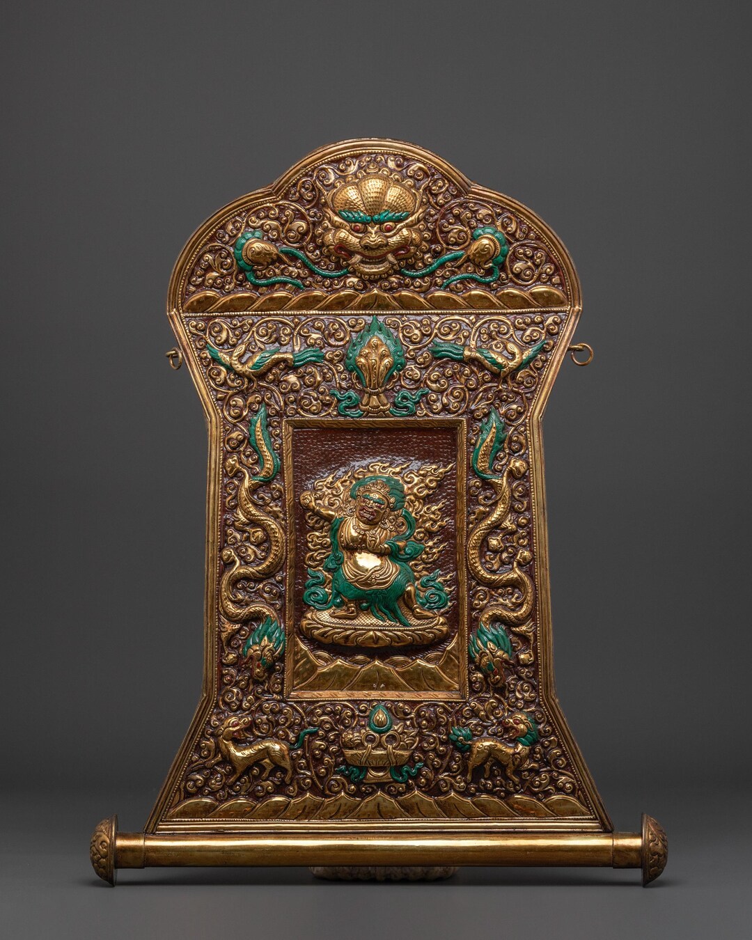Spiritual Vajrapani Carved Wall Hanging | Tibetan Protector Deity ...
