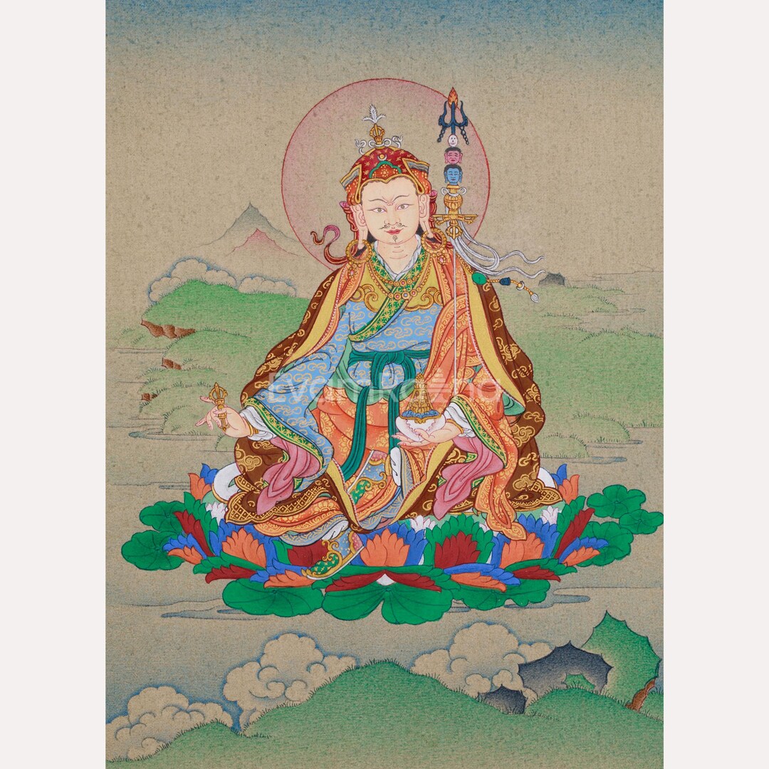 Handmade Guru Padmasambhava Thangka | Lotus-born Master | Guru Rinpoche ...