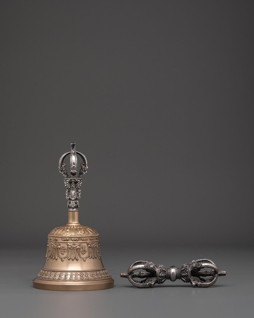 Handcrafted Tibetan Bell & Vajra Set | Ritual Bell and Sacred Vajra for ...
