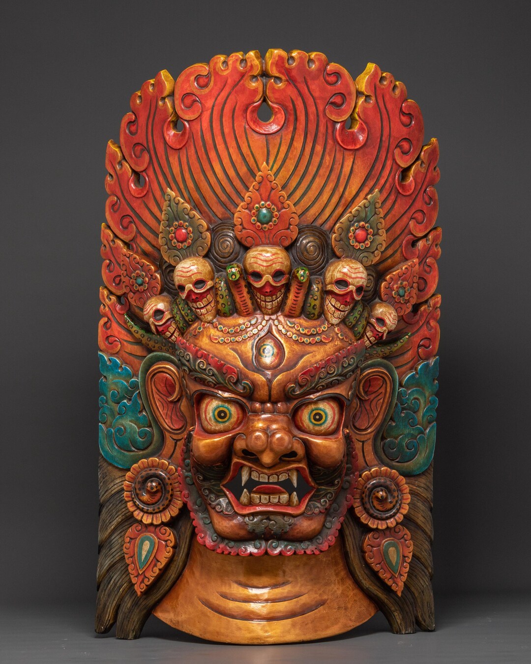 Decorative Spiritual Bhairav Mask Wall Hanging | Handcrafted Tibetan ...