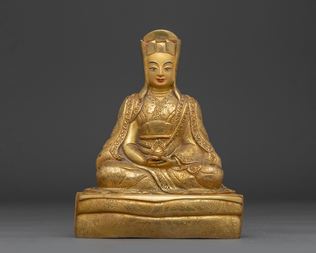 24K Gold Gilded Gampopa Statue | Copper Tibetan Master Figure ...