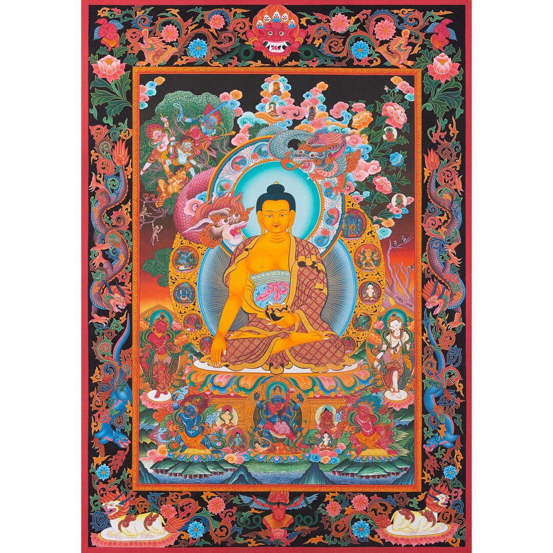 Shakyamuni Buddha Thangka Print | Digital Printing | Religious Buddhist ...