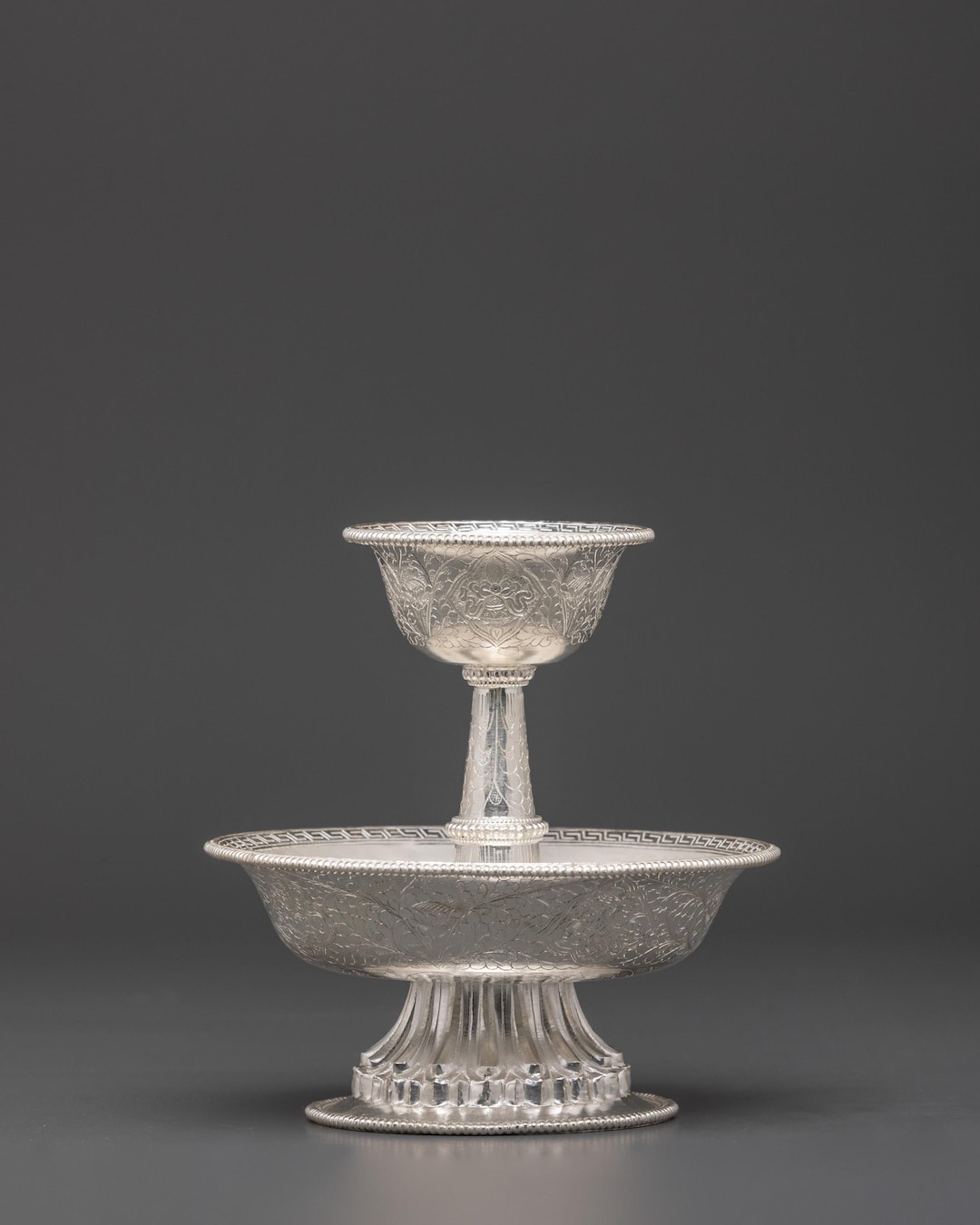 Traditional Silver Serkyem Offering Set for Buddhist Altar | Tibetan ...