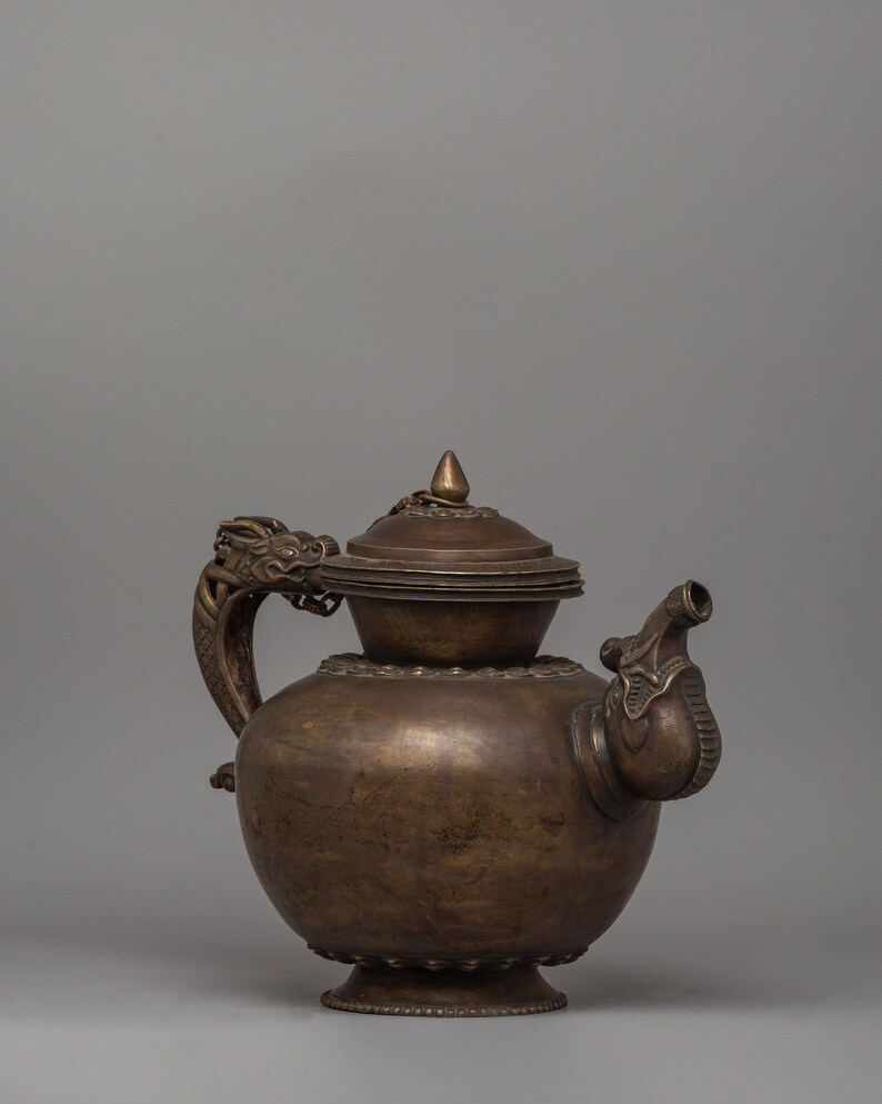 Tibetan Ceremonial Tea Pot | Dragon Handle & Elephant Spout - Etsy