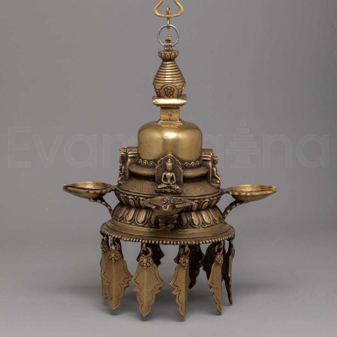 Hanging Stupa Dalucha for Ritual | Handcrafted Tibetan Offering Vessel ...