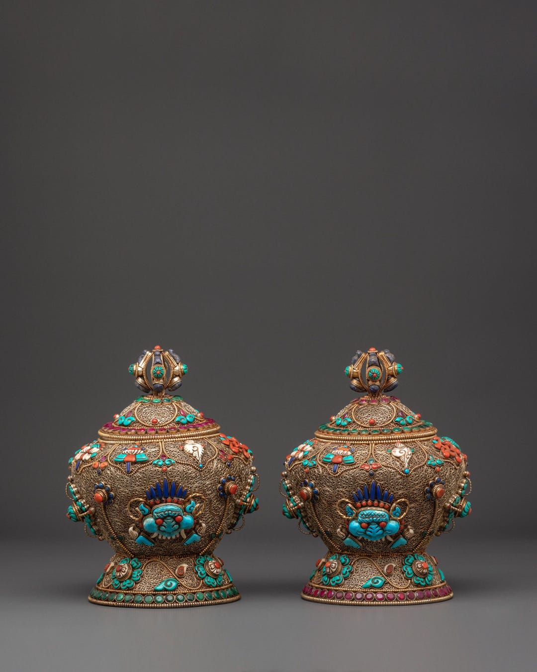 Tibetan Ceremonial Dhupur Rice Pot Set | Handcrafted Copper Ritual ...