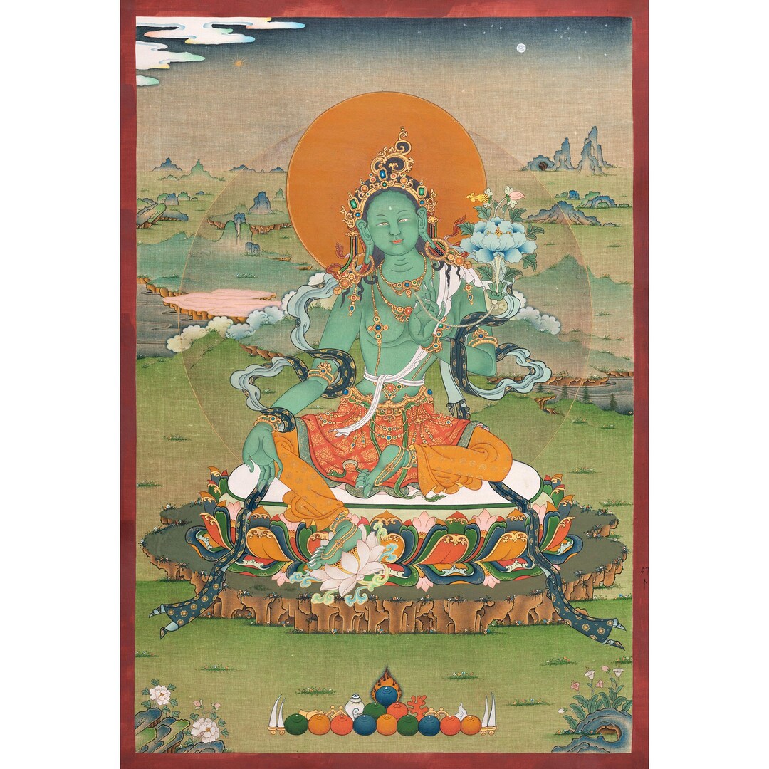 Green Tara Thangka Print: Goddess of Compassion, Inner Balance - Etsy