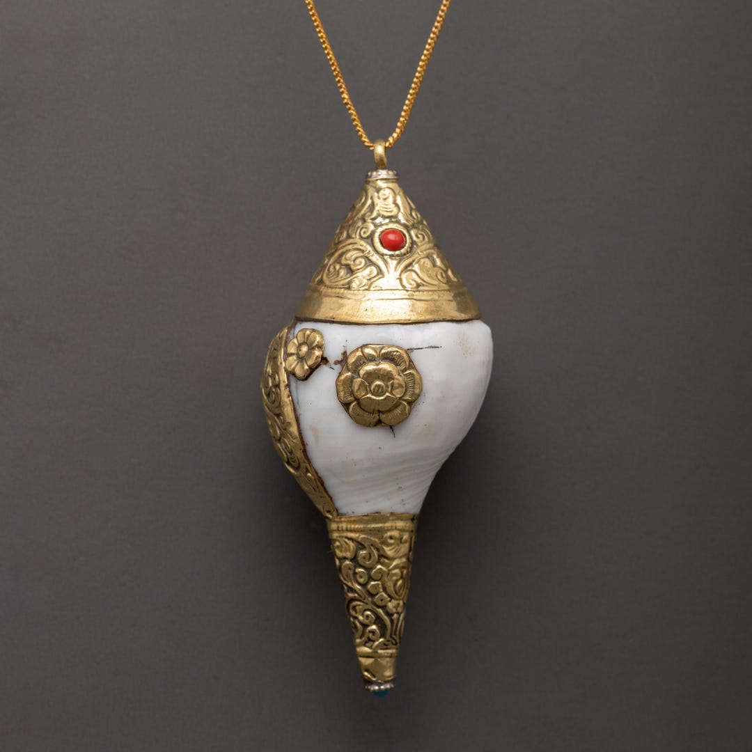 Conch Shell Gold Plated Locket | Spiritual Pendant for Meditation and ...