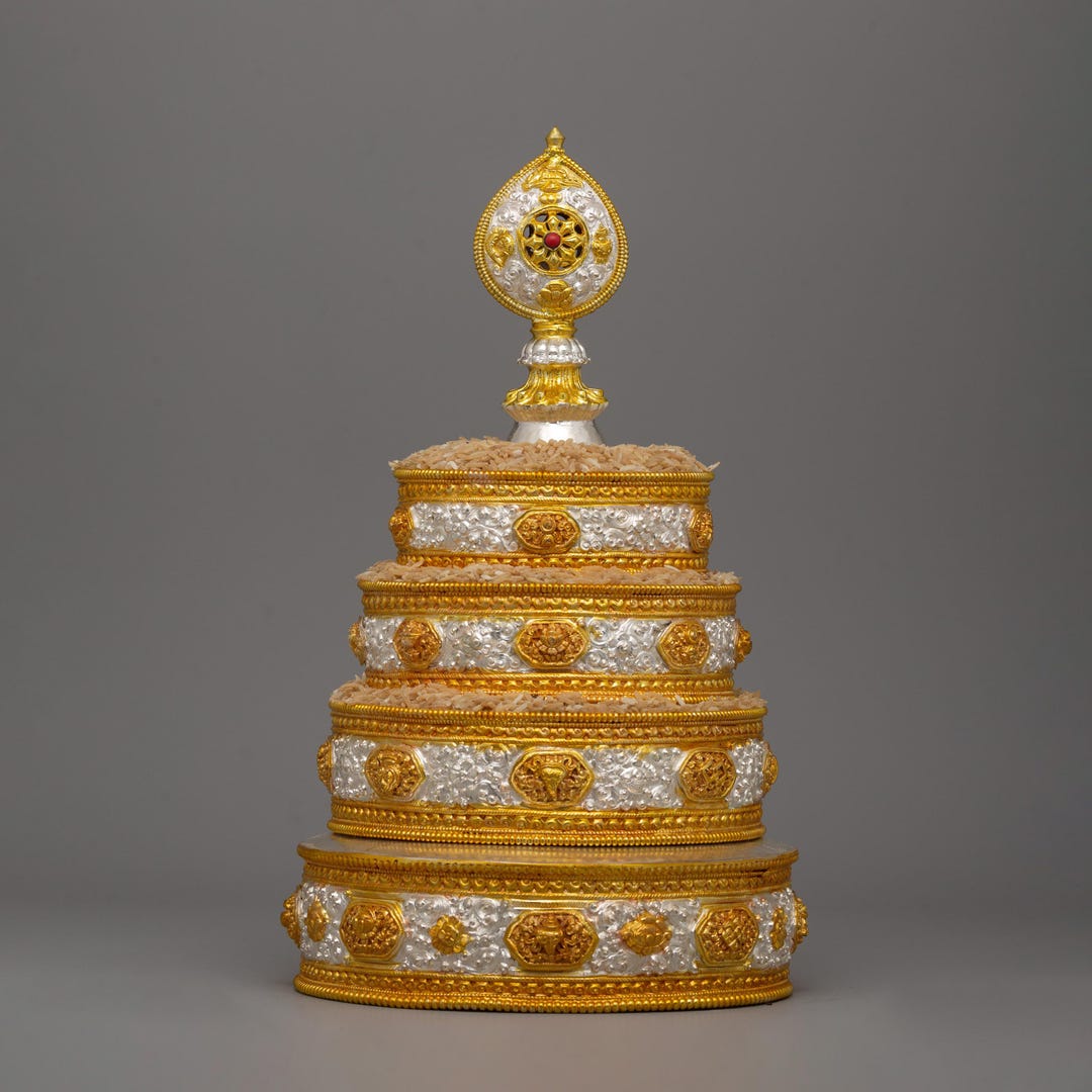 Traditional Mandala Offering Set Artwork | Gold Plated Buddhist Ritual ...