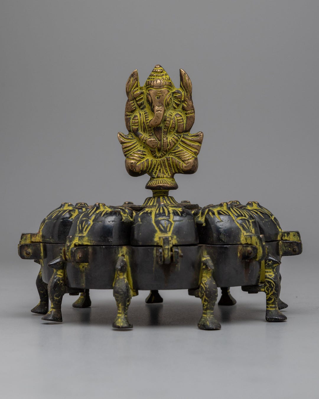 Ganesh Brass Tikka Box | Sacred Powder Storage With Divine Grace ...