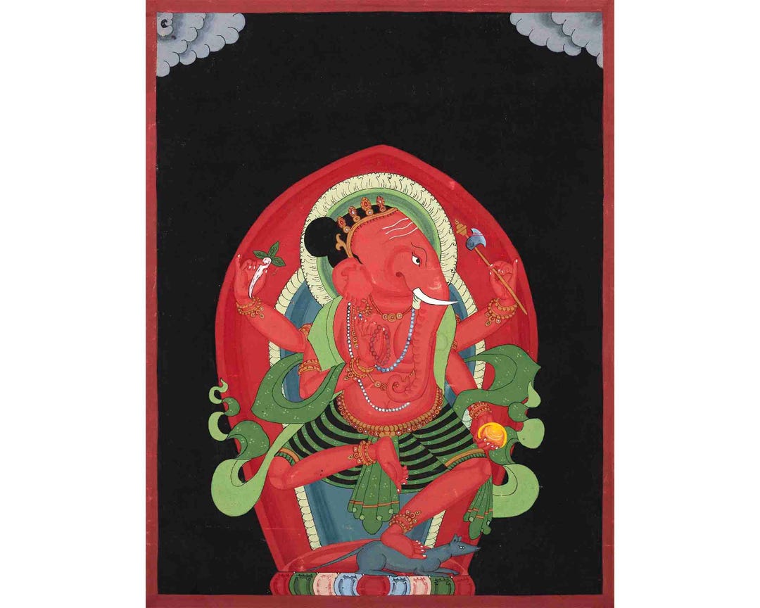 Shri Ganesh Print | Traditional Newari Paubha Art, Remover of Obstacles ...