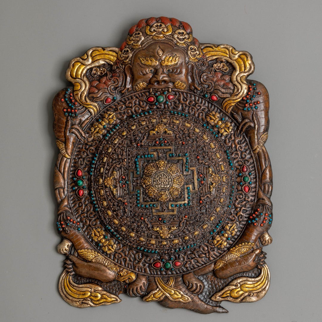 Shiva Khorlo Mandala Wall Hanging | Copper, Gold & Silver Plated ...