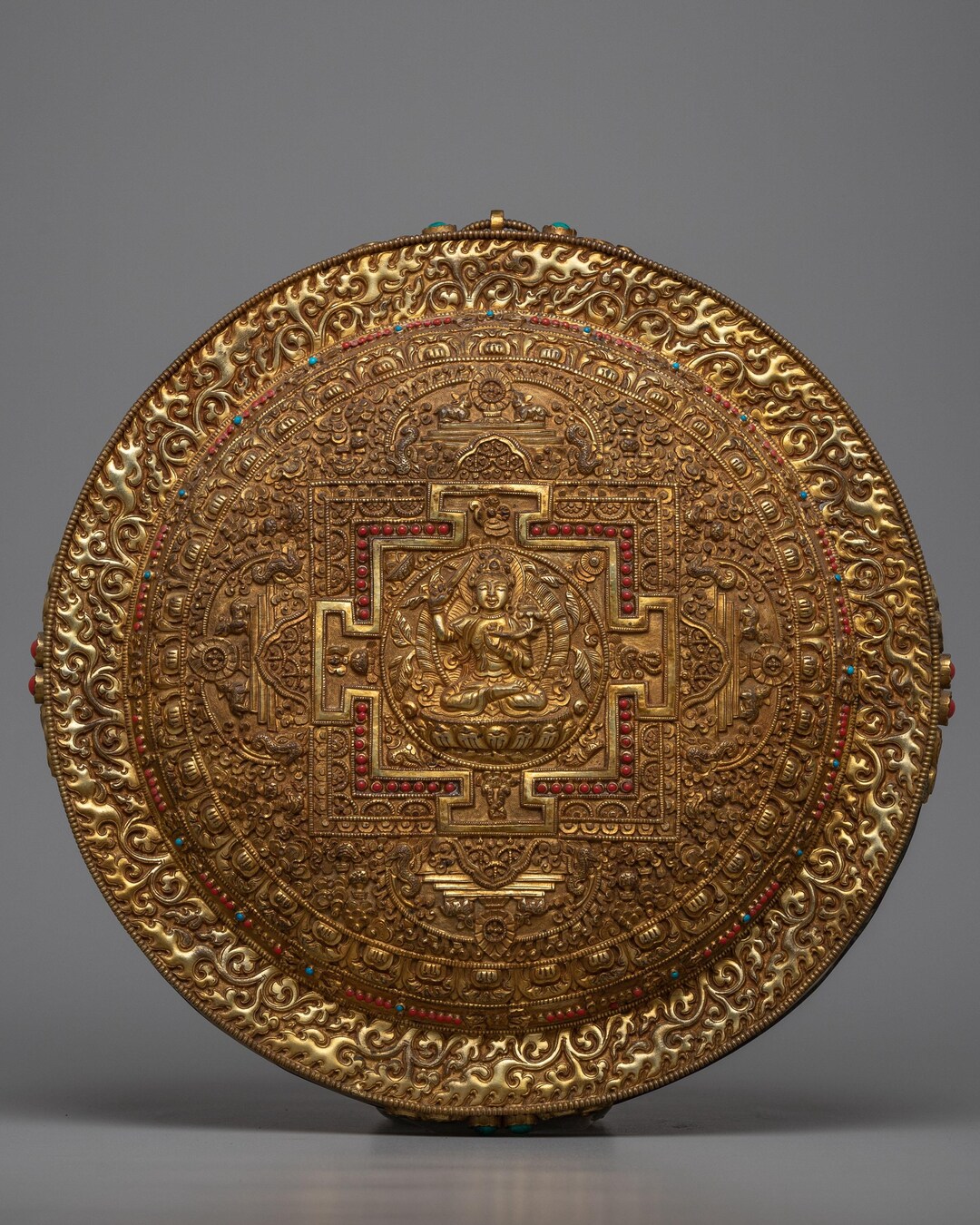 Buddhist Manjushri Copper Mandala Wall Hanging | Sacred Buddhist Wisdom ...