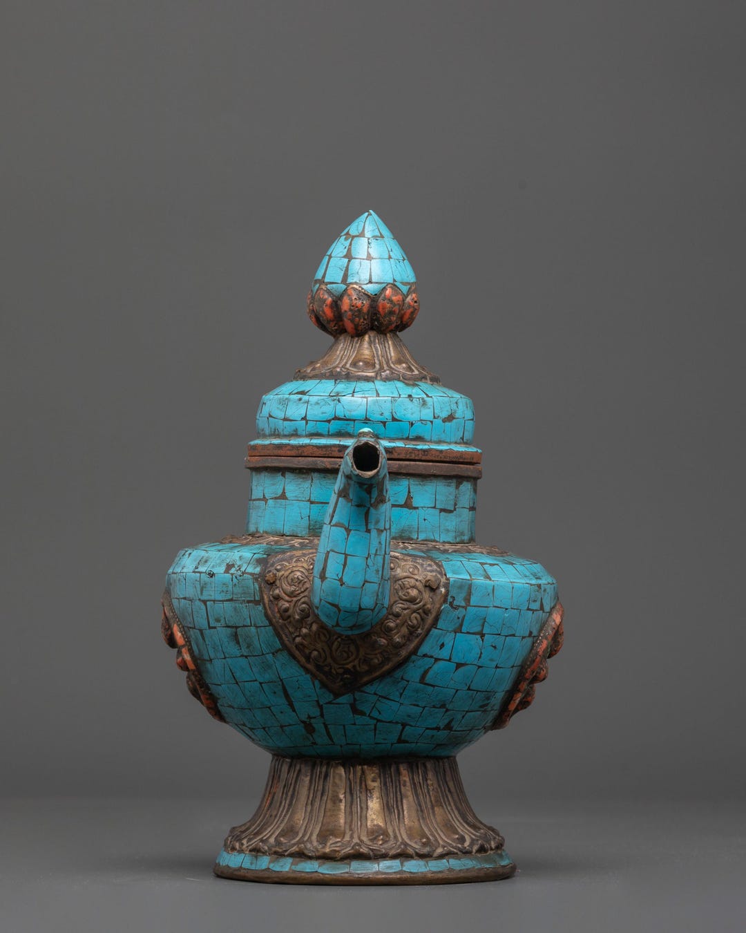 Handcrafted Tibetan Brass Tea Pot | Ritual Teapot for Altar Offering ...