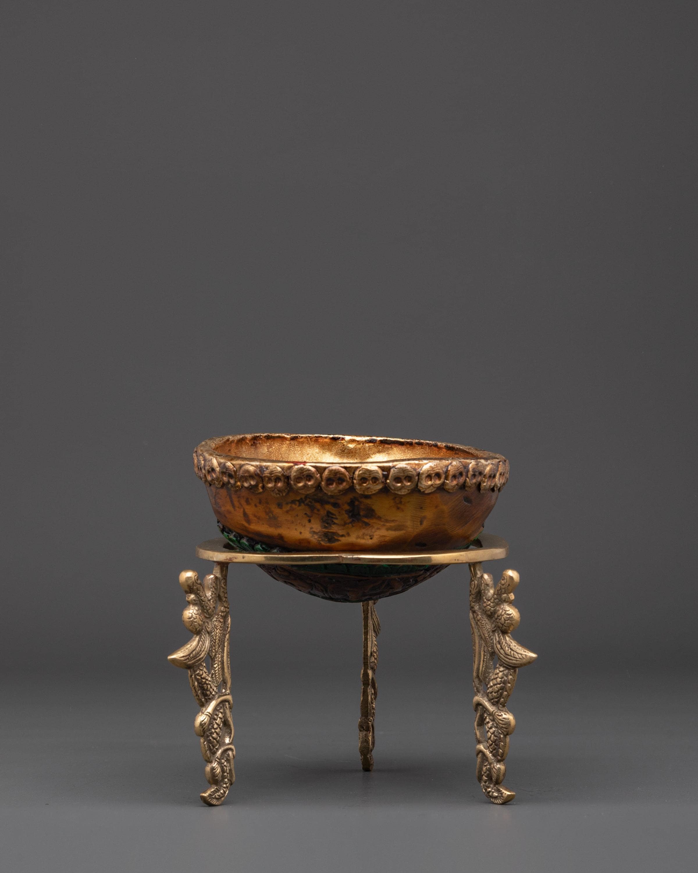 Handcrafted Kapala Ritual Bowl With Brass Stand | Skull Cup for ...