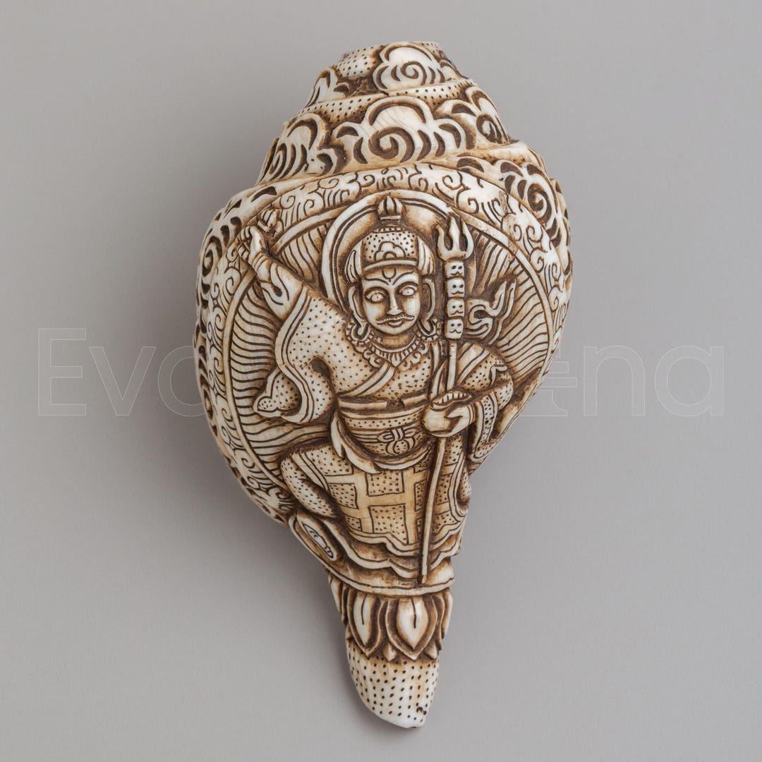 Traditional Handmade Conch Shell | Tibetan Sacred Buddhist Shankha for ...