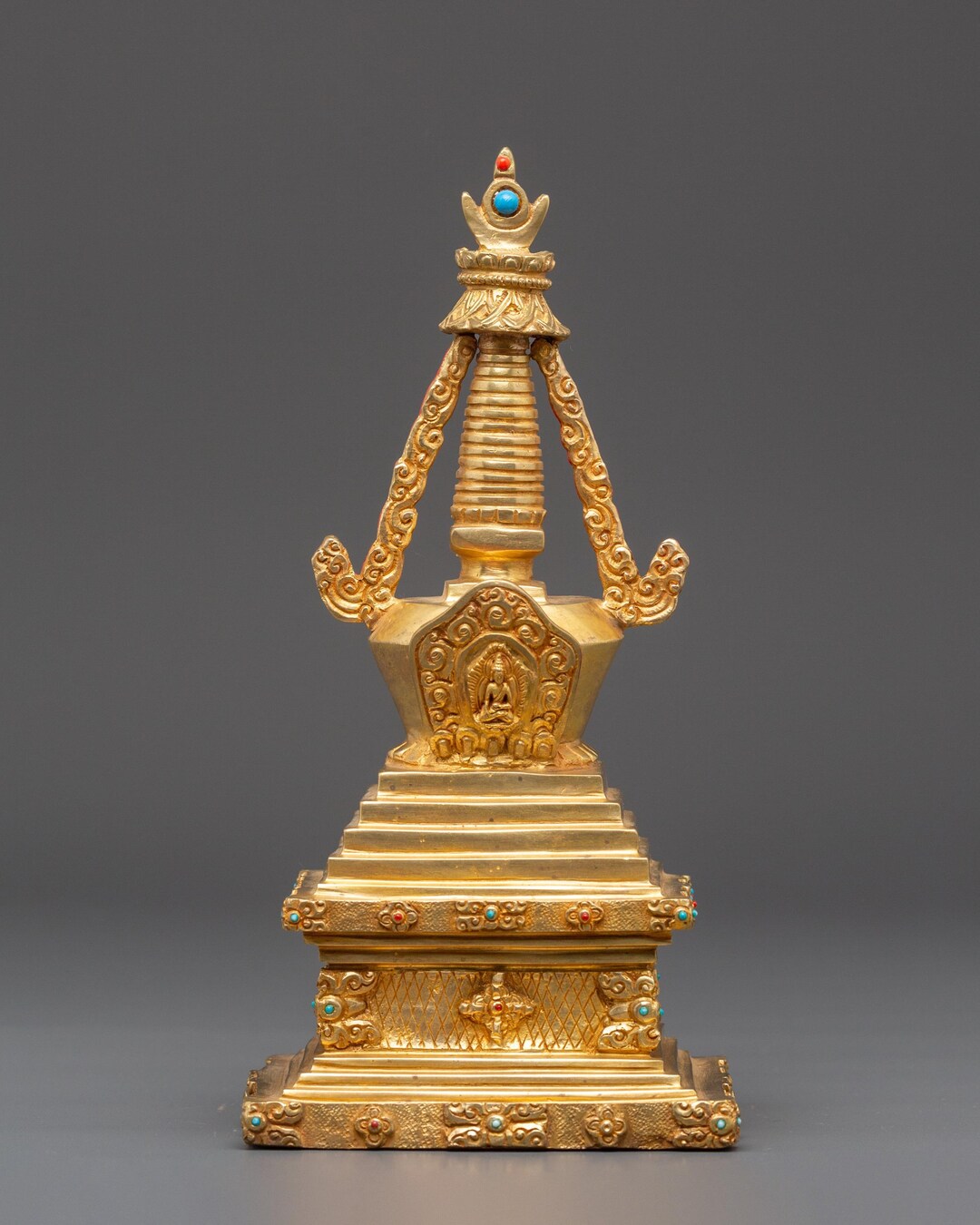 Buddhist Gold Plated Copper Stupa | Symbol of Sacred Heritage ...