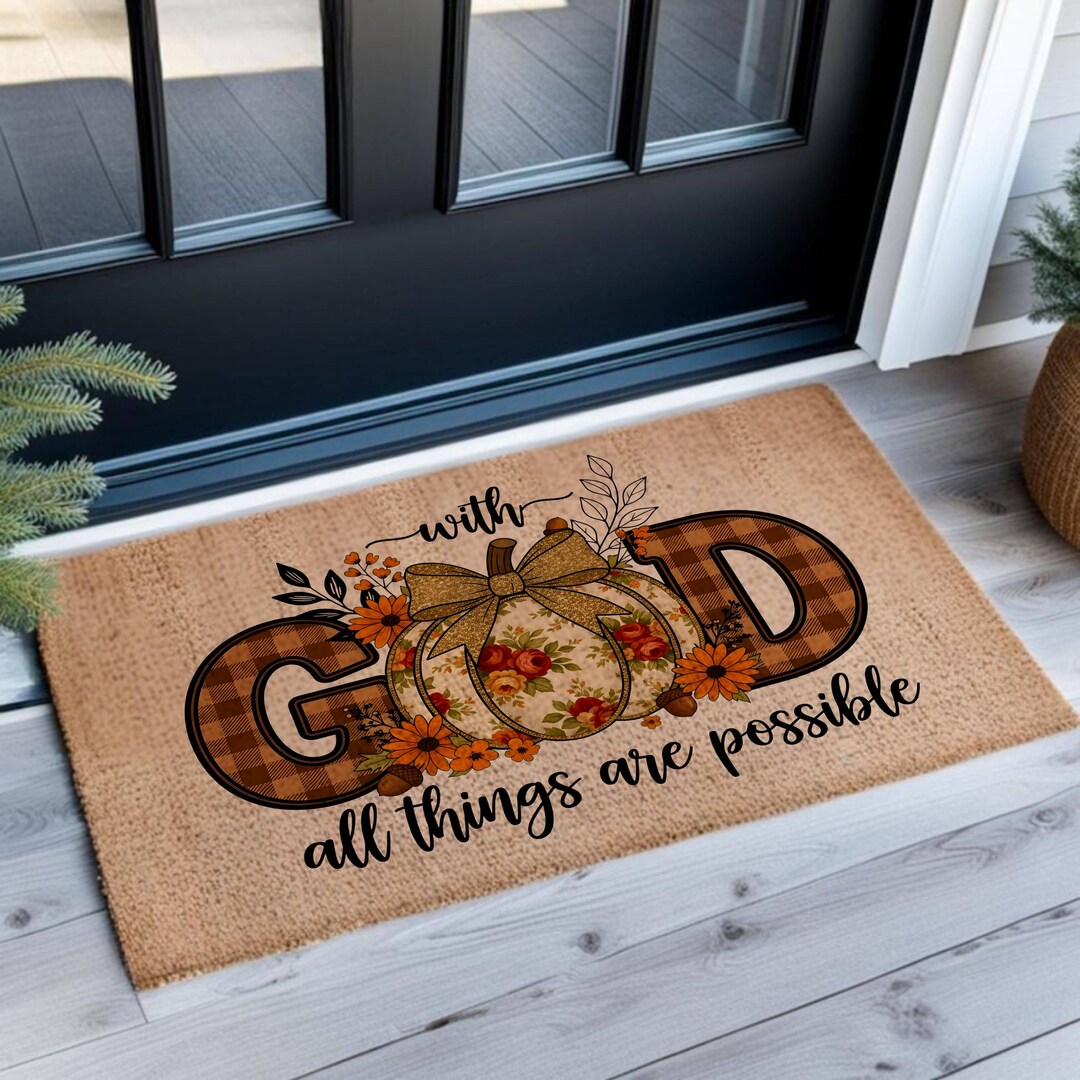 With God All Things Are Possible Doormat, Bible Verse Decor, Christian ...