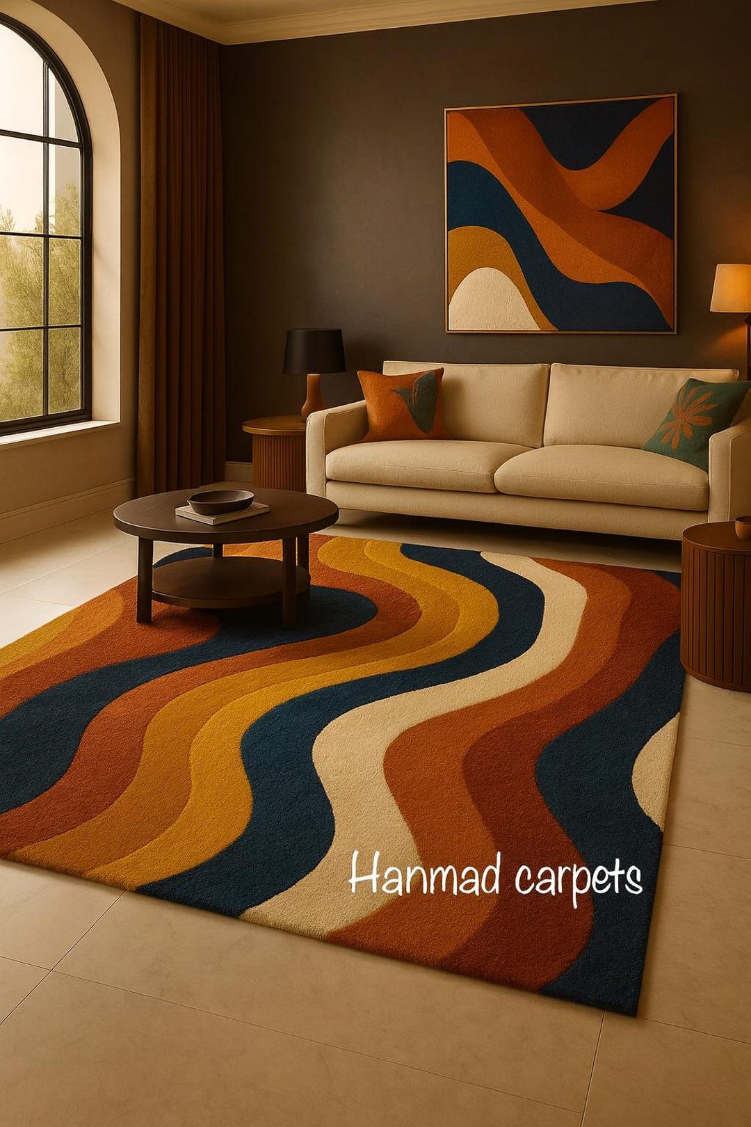 Modern Wave Pattern Rug – Hand-tufted Multicolor Abstract Carpet in ...