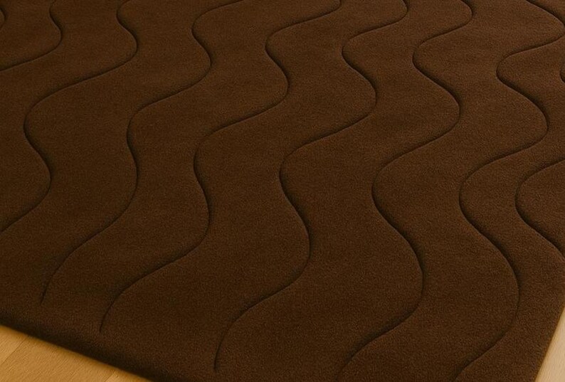 Modern Chocolate Brown Wave Pattern Rug – Hand-tufted Sculpted Design ...