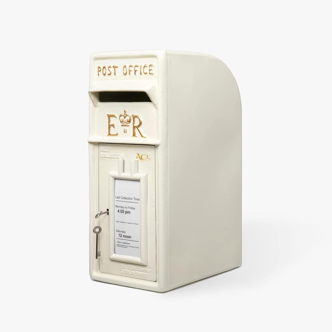 Royal Mail ER Design Ivory Cast Iron Post Box, Wall Mounted/pole ...