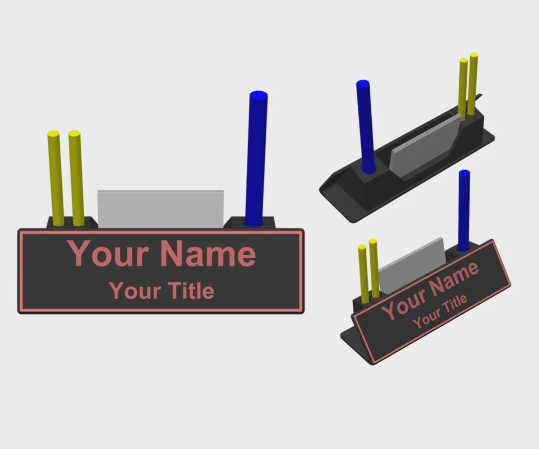 Custom Desk Name Plate With Business Card Holder – Personalized Office ...