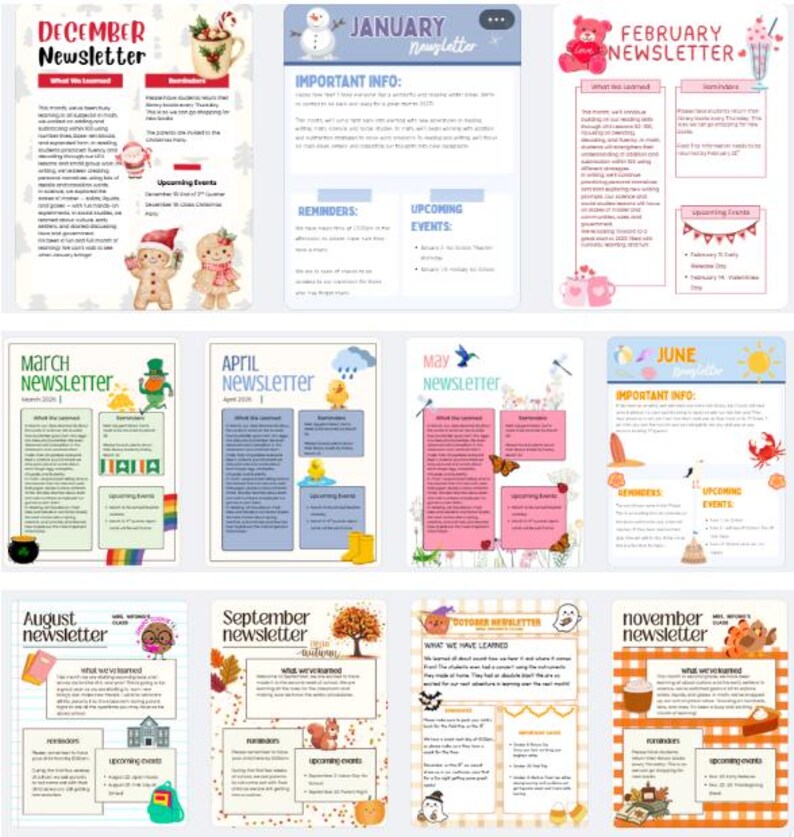 Editable Yearly Newsletter Template - Etsy