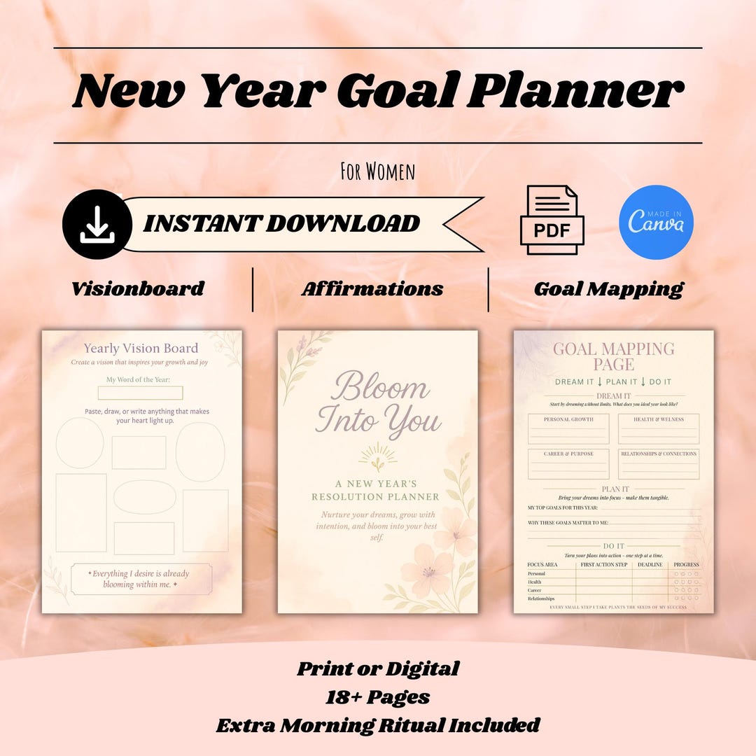 Complete Printable New Year Resolution Planner Bundle for Women ...