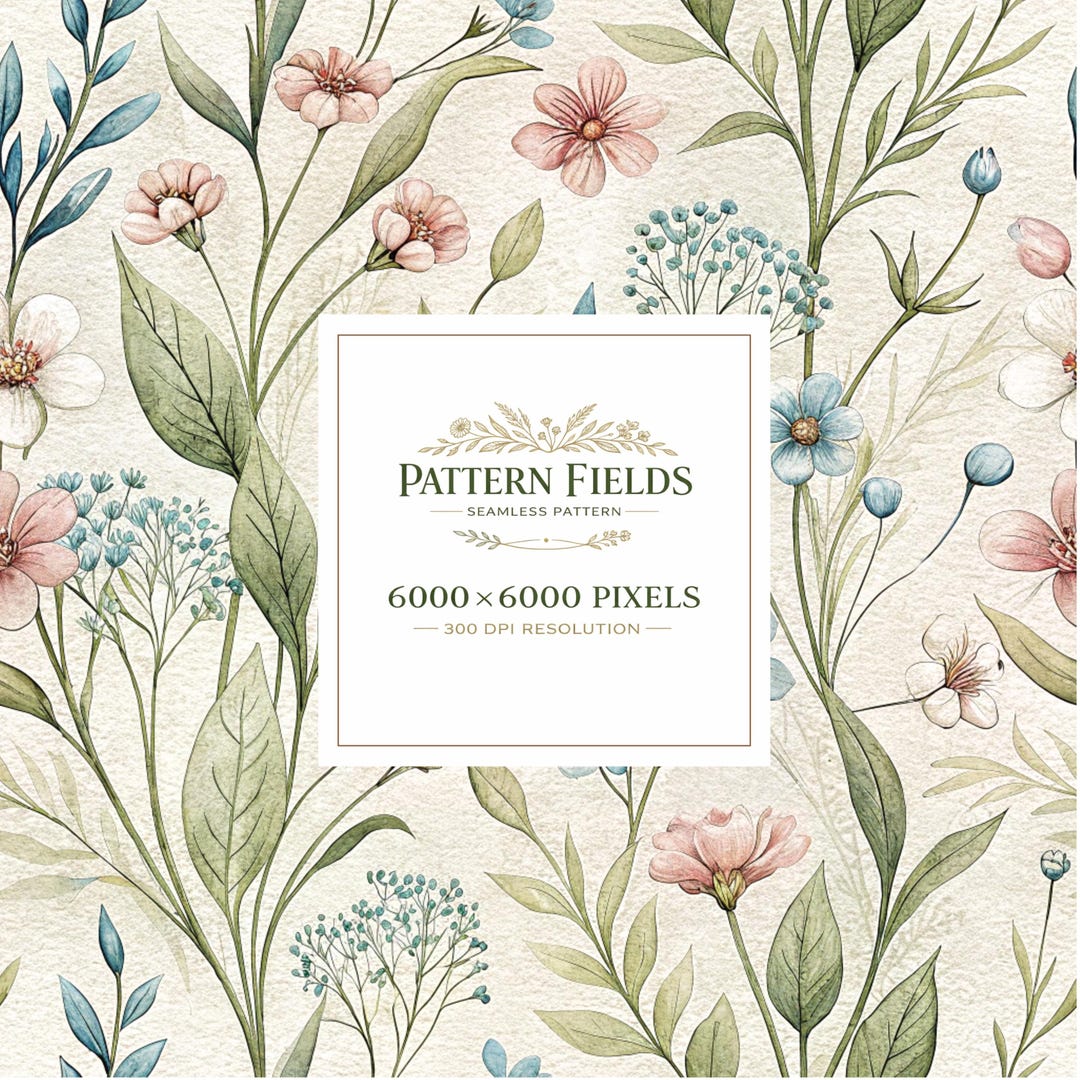 Soft Meadow Floral Seamless Pattern, Botanical Watercolour Design ...