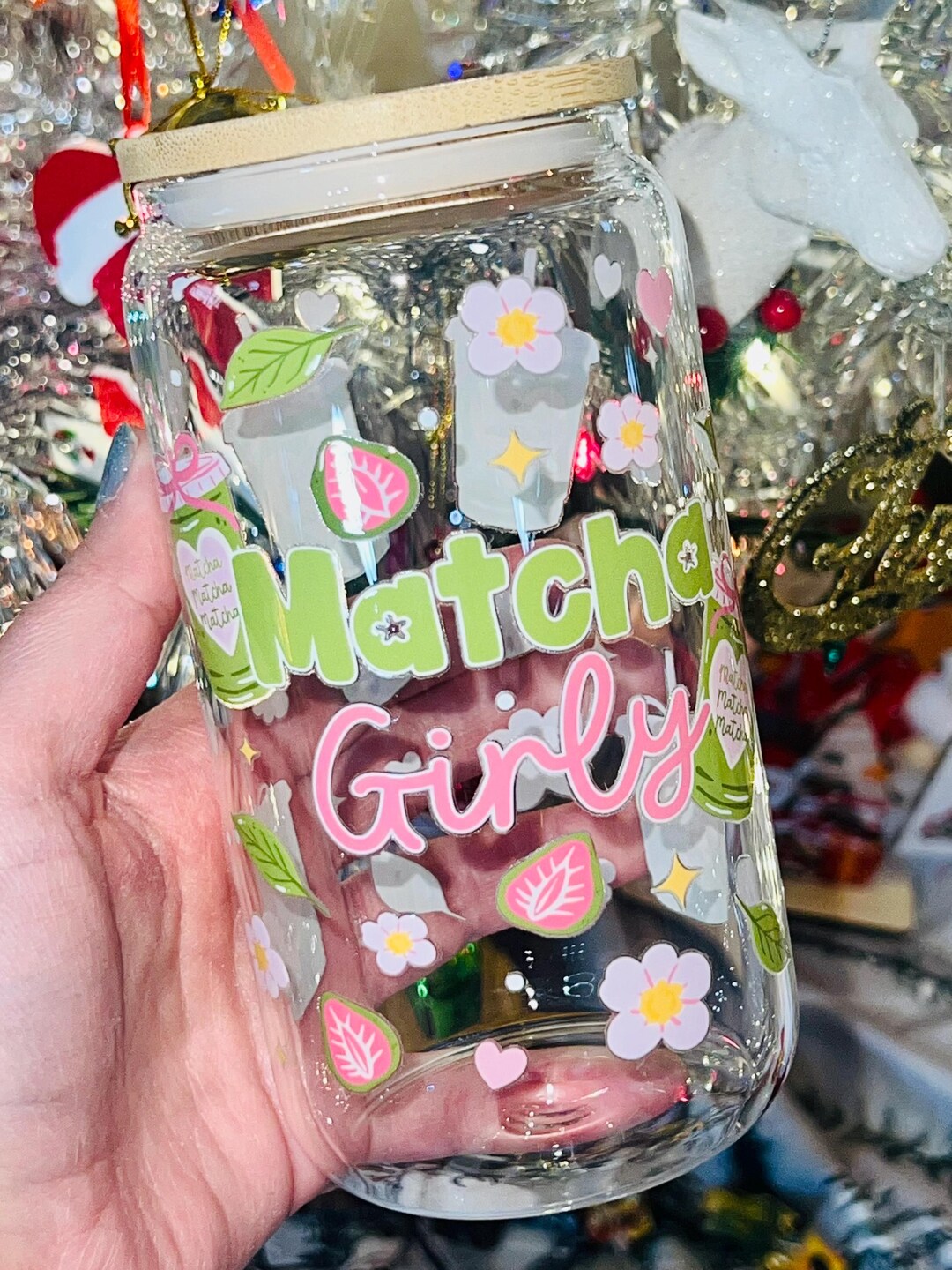 Matcha Girly Glass Tumbler 16oz | Matcha Lover Aesthetic Cup | Cute ...