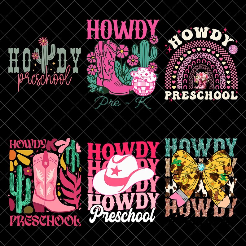 Howdy Preschool Western PNG Bundle | Cowgirl Cowboy Prek Teacher Retro ...