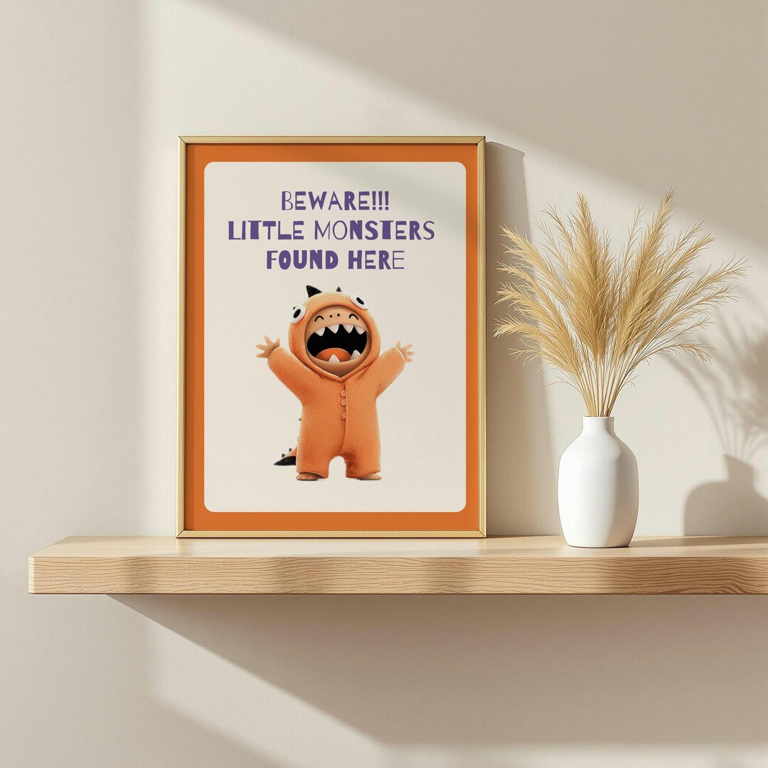 Cute Halloween Poster, Monster Halloween Wall Art, Halloween Poster ...