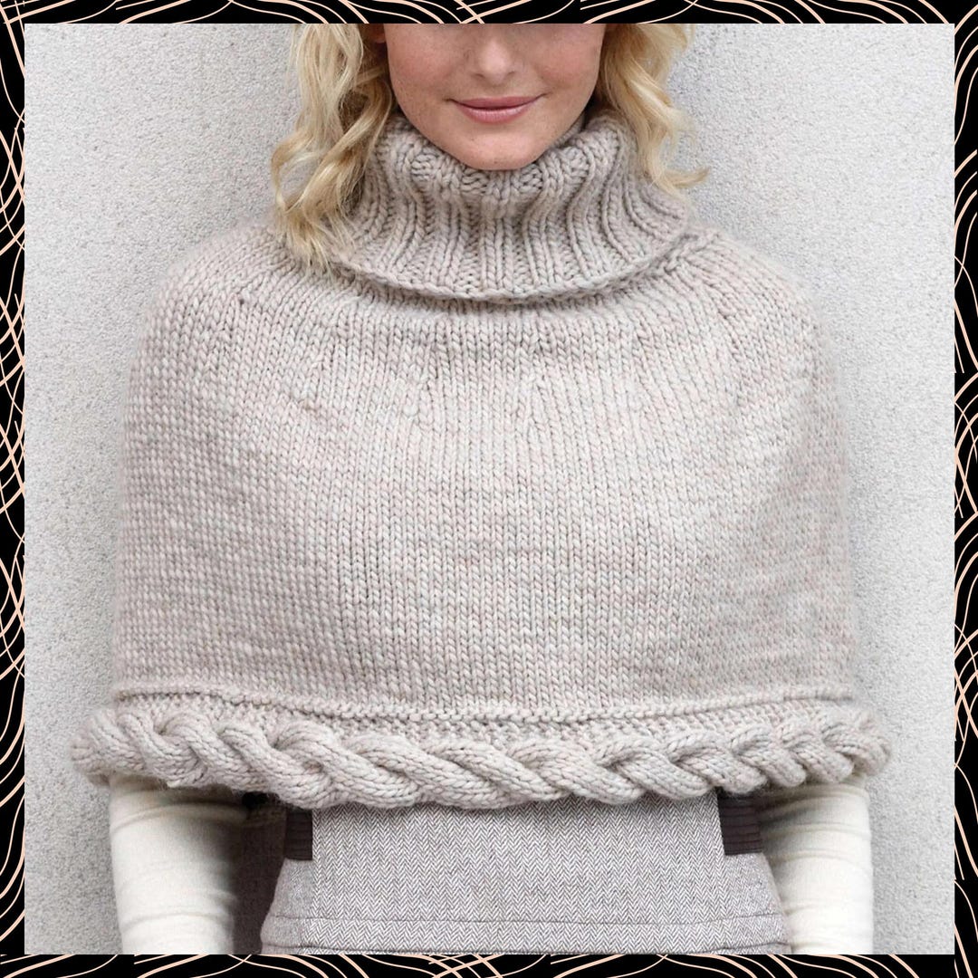 Cable Capelet Knitting Pattern, PDF Knitting Pattern Download, Vintage ...