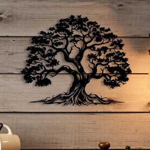 Metal Tree of Life Wall Art, Black Iron Tree Silhouette Decor for ...