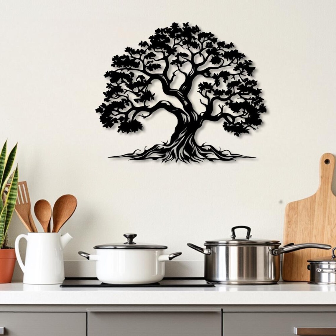 Metal Tree of Life Wall Art, Black Iron Tree Silhouette Decor for ...