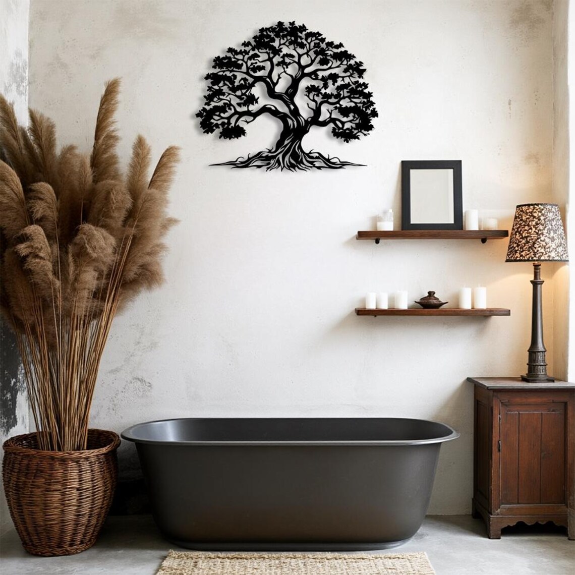 Metal Tree of Life Wall Art, Black Iron Tree Silhouette Decor for ...