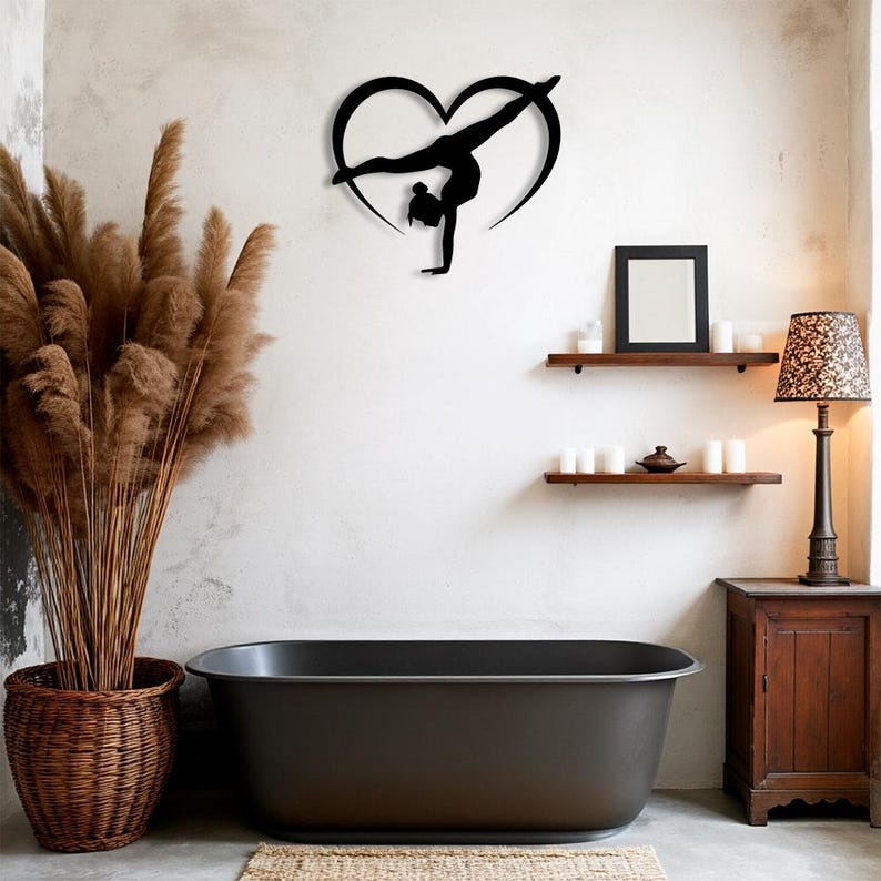 Metal Wall Art Heart Acrobat Silhouette, Gymnastics Aerial Split Pose ...