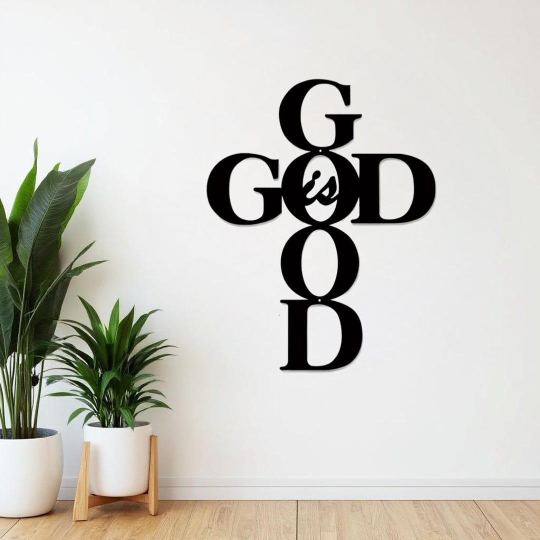 God is Good Cross Metal Wall Art, Black Christian Wall Decor Sign for ...