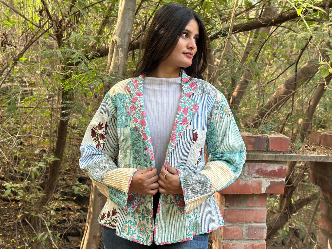 Handmade Patchwork Quilted Cotton Jacket – Floral Boho Blazer - Etsy