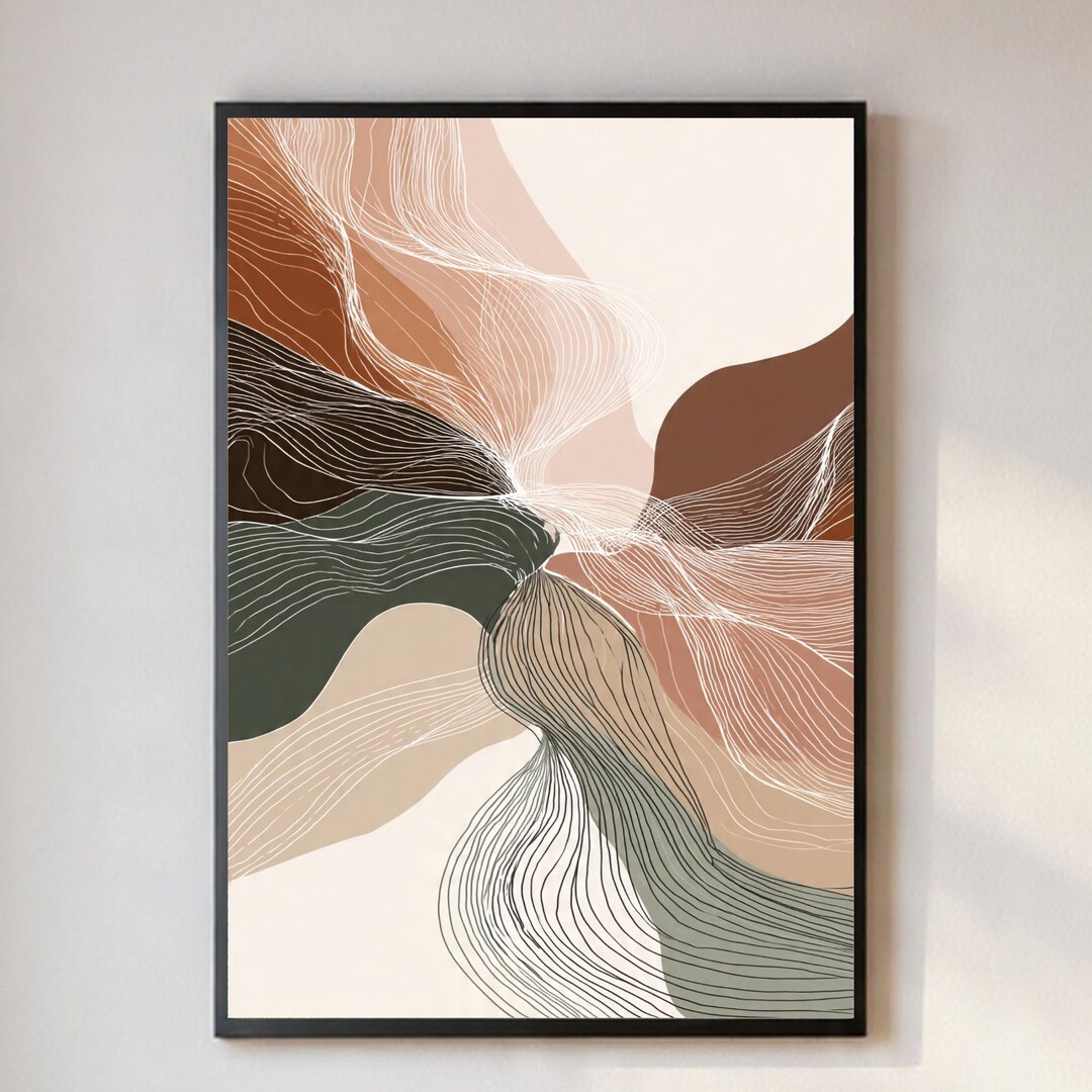 Abstract Line Art Print, Modern Boho Neutral Shapes (digital Download ...
