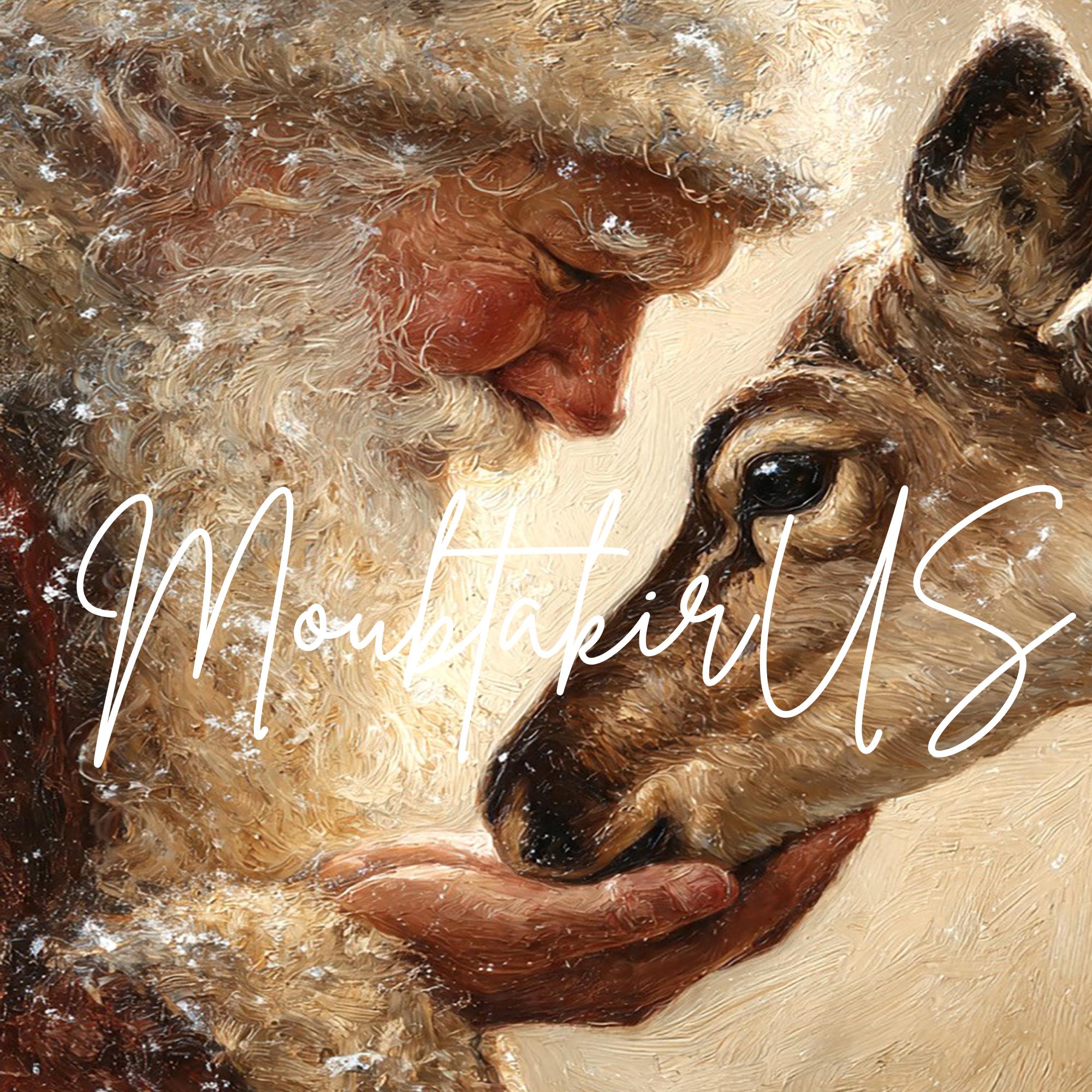 Santa and Reindeer Printable Wall Art, Modern Christmas Decor, Holiday ...