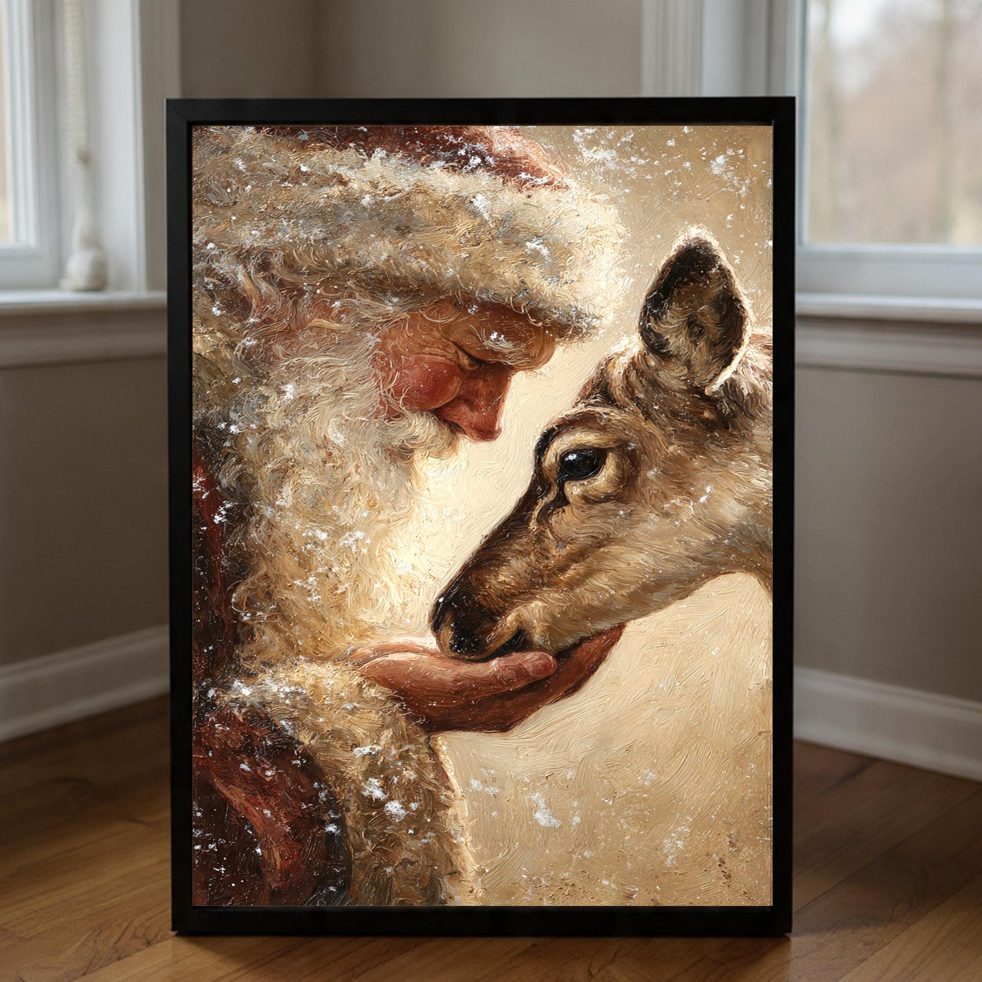 Santa and Reindeer Printable Wall Art, Modern Christmas Decor, Holiday ...