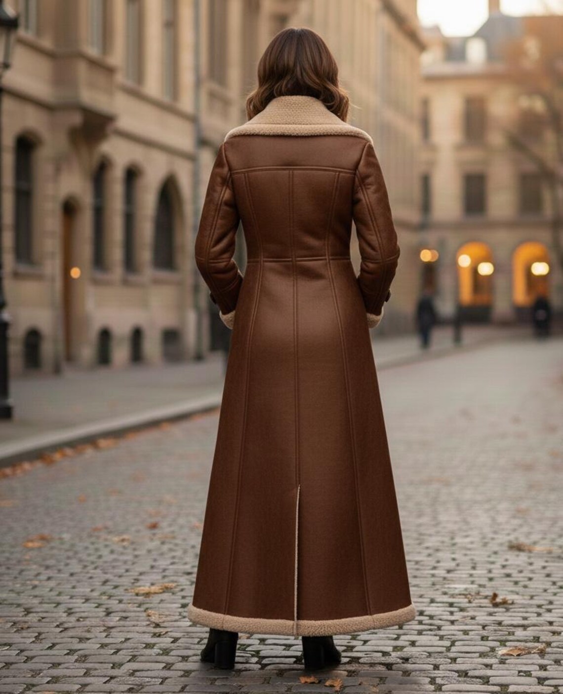 Handmade Vintage Leather Shearling Lined Trench Coat | Women’s Long ...