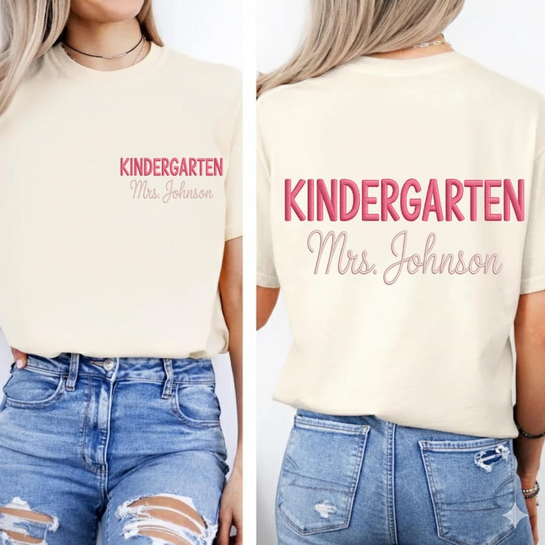 Custom Embroidery Teacher, Matching Kindergarten Teacher, Personalize ...